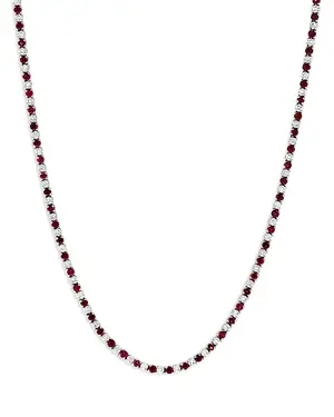 Bloomingdale'S Ruby And Diamond Tennis Necklace - Ruby/white Gold