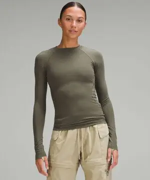 Lululemon Long-sleeve Crewneck Base Layer - Army Green/compass Khaki