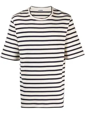 JIL SANDER Striped Ribbed Cotton T-shirt
