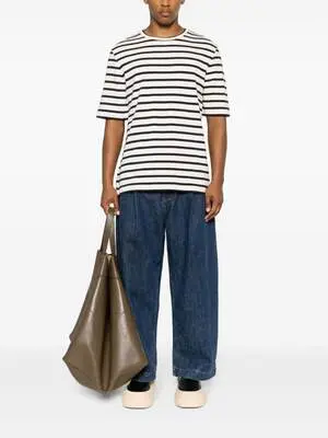 JIL SANDER Striped Ribbed Cotton T-shirt
