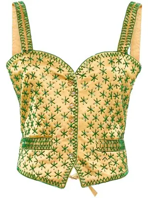 BODE Embroidered Stretch-cotton Tank Top