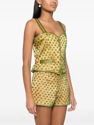 BODE Embroidered Stretch-cotton Tank Top