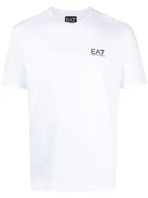 EA7 Logo-print Cotton T-shirt - White