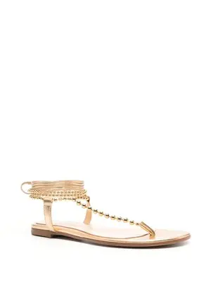 GIANVITO ROSSI Soleil Bead-embellished Leather Sandals