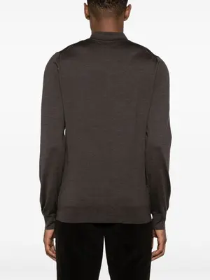 Corneliani Mélange-effect Wool Polo Shirt - Brown