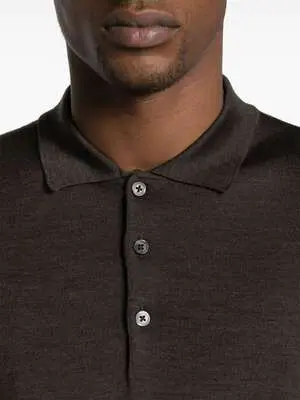 Corneliani Mélange-effect Wool Polo Shirt - Brown