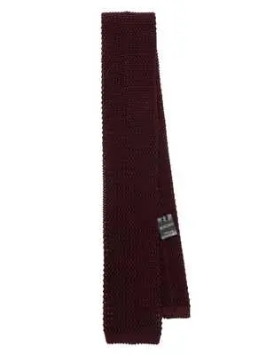 FURSAC Square-tip Knitted Silk Tie - Red