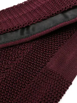 FURSAC Square-tip Knitted Silk Tie - Red