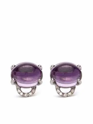 MAVIADA 18kt White Gold Amethyst Diamond Marmaris Stud Earrings