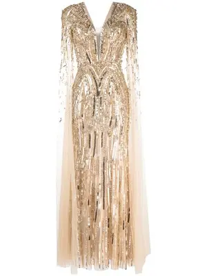 Jenny Packham Sequin-embellished Maxi Dress - Brown