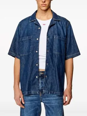 DIESEL® D-paroshort Short-sleeved Denim Shirt - Blue