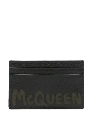 Alexander McQueen Graffiti Pebbled-leather Cardholder - Black