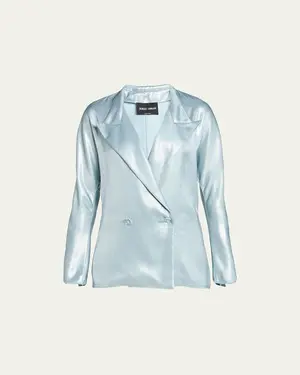 Giorgio Armani Laminated Satin Double-breast Blazer