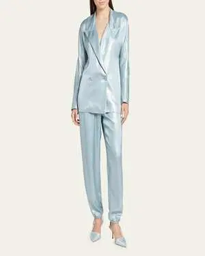 Giorgio Armani Laminated Satin Double-breast Blazer
