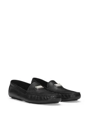 Dolce & Gabbana Logo-plaque Leather Loafers - Black