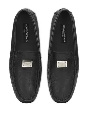 Dolce & Gabbana Logo-plaque Leather Loafers - Black