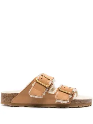 BIRKENSTOCK Arizona Shearling Slippers - Brown