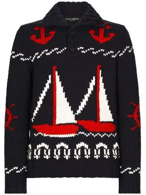 Dolce & Gabbana Intarsia-knit Cotton Jumper - Black