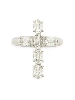 Dolce & Gabbana Dna Crystal Cross Ring - Silver