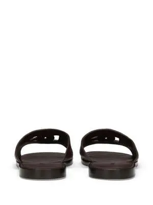 Dolce & Gabbana Logo-embellished Deerskin Slides - Red