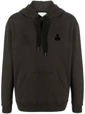 MARANT Matte Logo-appliqué Hooded Sweatshirt - Black