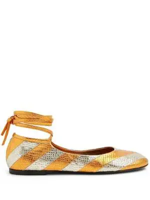 La DoubleJ Striped Ballerina Shoes - Orange