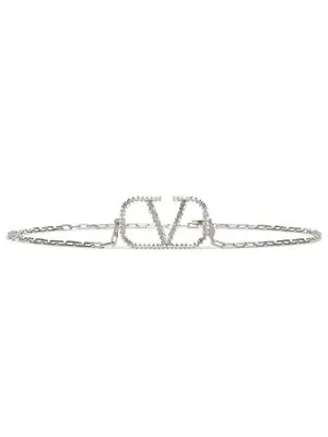Valentino Garavani Vlogo Signature Chain Belt With Swarovski Crystals - Silver