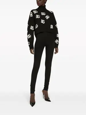 Dolce & Gabbana Intarsia-knit Logo Virgin Wool Jumper - Black