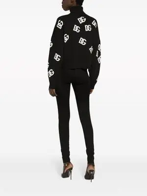 Dolce & Gabbana Intarsia-knit Logo Virgin Wool Jumper - Black