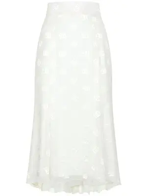 Dolce & Gabbana Logo Godet Skirt - White