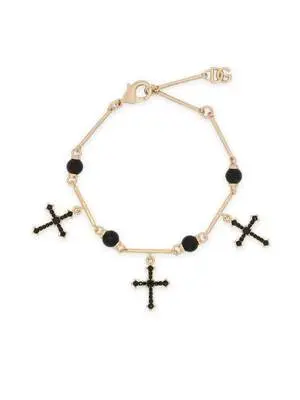 Dolce & Gabbana Logo Plaque Cross-pendant Bracelet - Gold