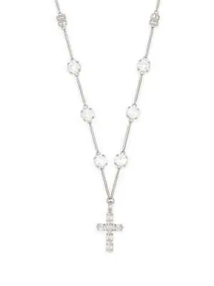 Dolce & Gabbana Crystal-embellished Cross Pendant Necklace - Silver