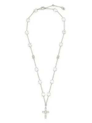 Dolce & Gabbana Crystal-embellished Cross Pendant Necklace - Silver
