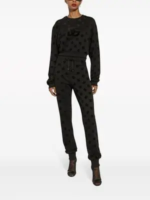 Dolce & Gabbana Logo-flocked Cotton Track Pants