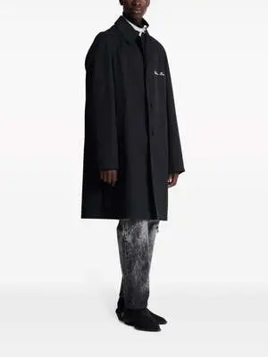 Balmain Logo-embroidered Single-breasted Coat