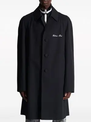 Balmain Logo-embroidered Single-breasted Coat