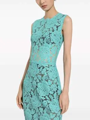 Dolce & Gabbana Floral-Lace Midi Dress - Blue | Editorialist