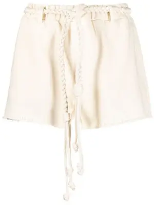 Alanui Braided-belt Cotton Shorts - Neutrals