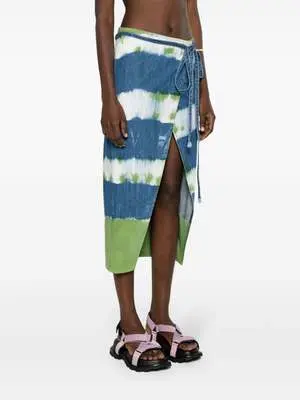 Alanui Magic Journey Denim Wrap Skirt