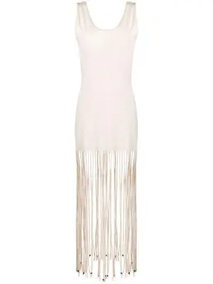 Alanui Monsoon Fringed Maxi Dress - Neutrals