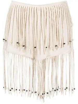 Alanui Monsoon Fringed Miniskirt - Neutrals