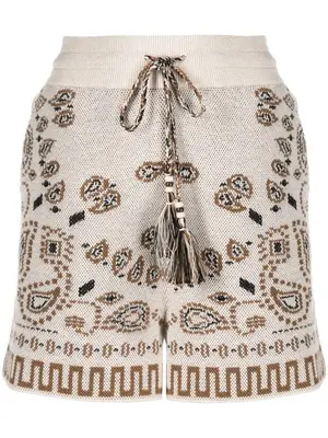 Alanui Bandana-jacquard Cotton-piqué Shorts - Neutrals