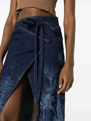 Alanui Jungle Toile De Jouy Denim Skirt