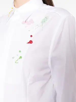 Undercover Floral-embroidered Cotton Shirt