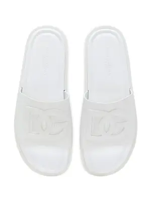 Dolce & Gabbana Logo Embossed Slides - White