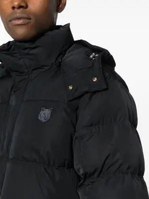 Maison Kitsuné Logo-appliqué Hooded Puffer Jacket - Black