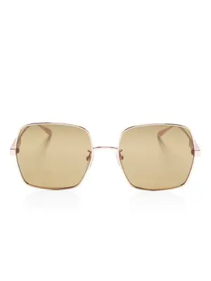 Gucci Lettering Detail Square-frame Sunglasses - Gold