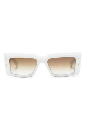 Balmain Impérial Rectangle-frame Sunglasses - White