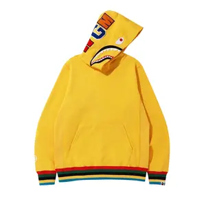 A BATHING APE Shark Line Rib Pullover Hoodie - Yellow