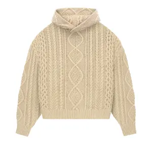 Fear Of God Cable Knit Hoodie 'gold Heather - Tan